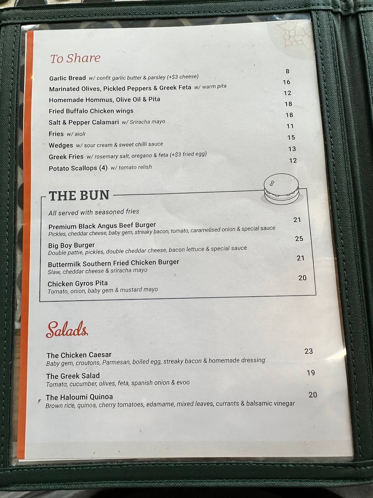 Menu at Sir Joseph Banks Hotel pub & bar, Botany