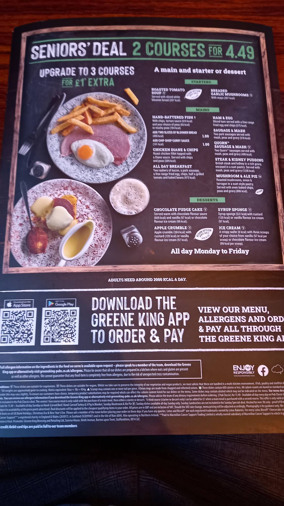 Menu at The Billet pub & bar, Sittingbourne