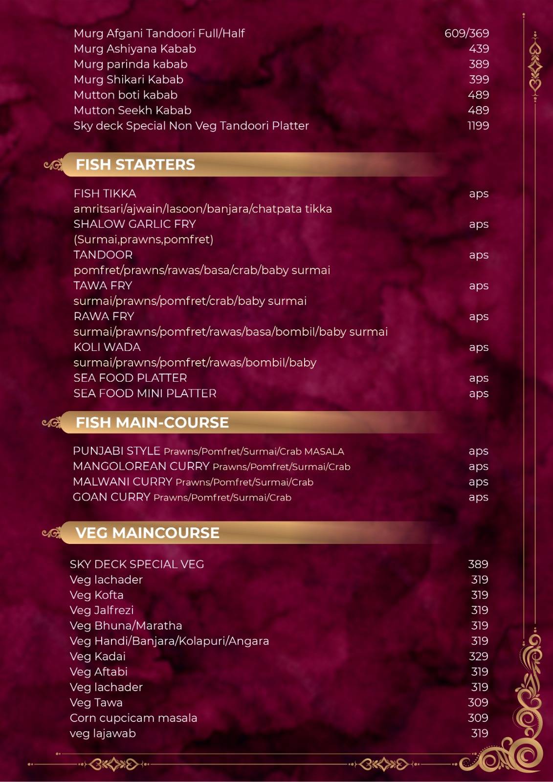 Menu at SkyDeck Rooftop Restaurant, Pimpri-Chinchwad