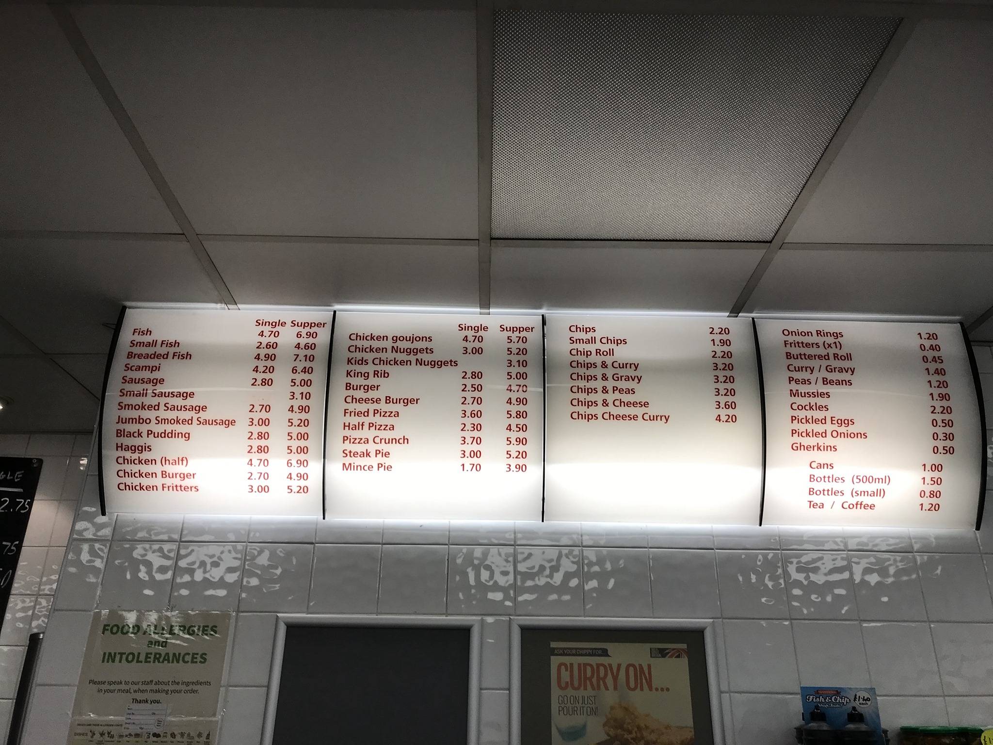 Menu at Small Fries restaurant, Girvan