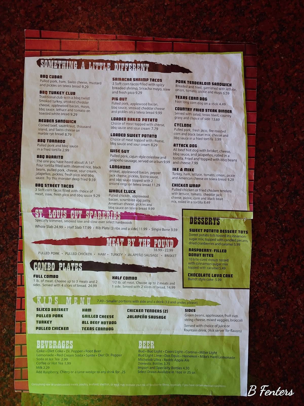 Menu at Smoked Creations BBQ, Ottawa