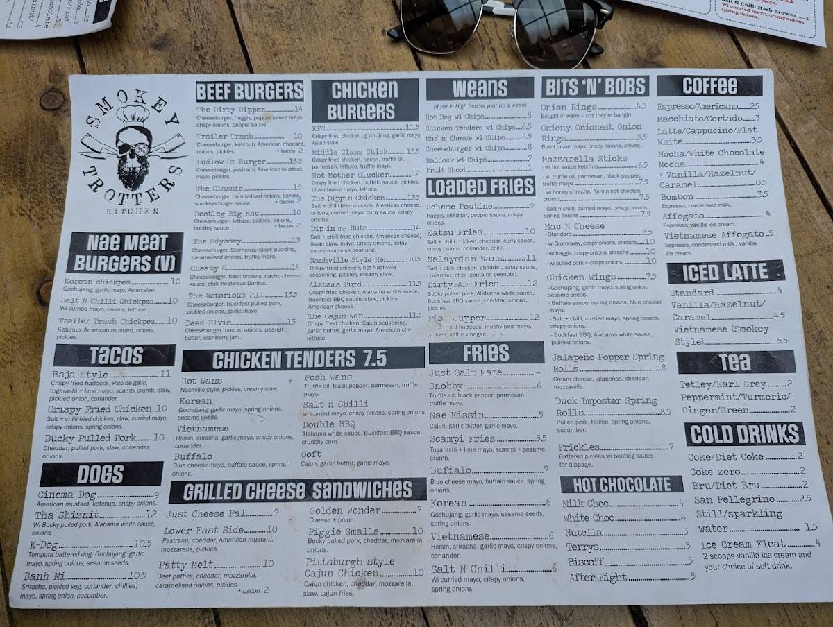 Menu at Smokey Trotters Kitchen restaurant, Glasgow, 233 London Rd