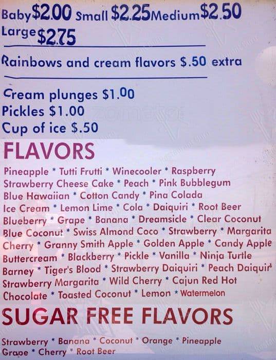 Menu at Snow Island Too desserts, Grand Prairie, S Carrier Pkwy