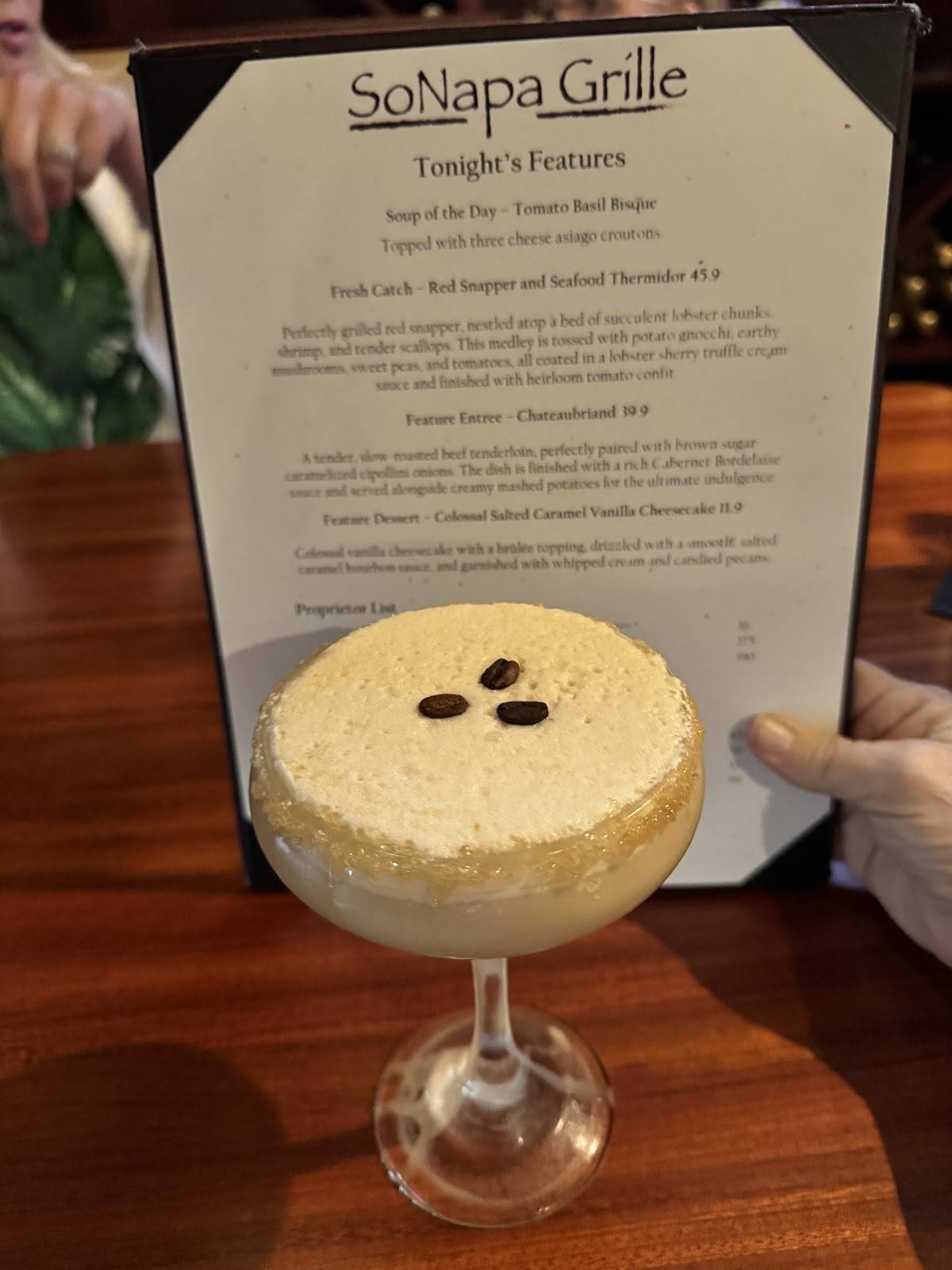 Menu at SoNapa Grille pub & bar, Ormond Beach