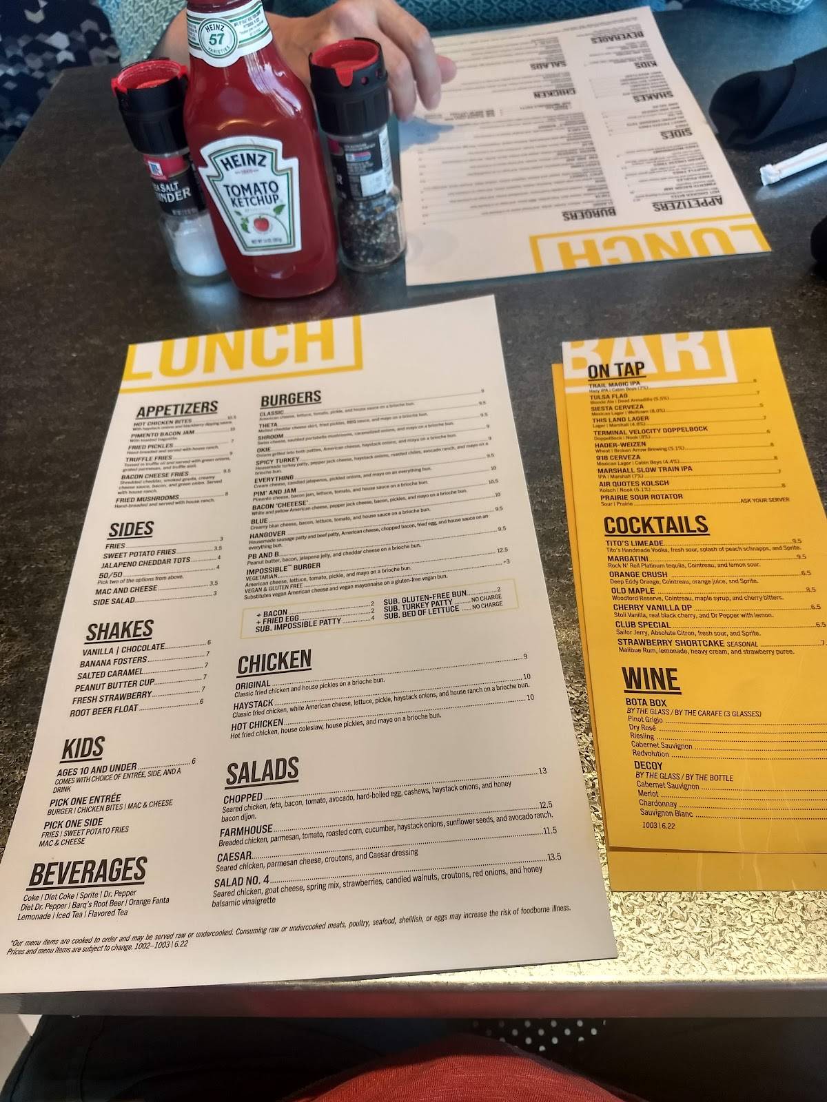 Menu at Society Burger restaurant, Broken Arrow