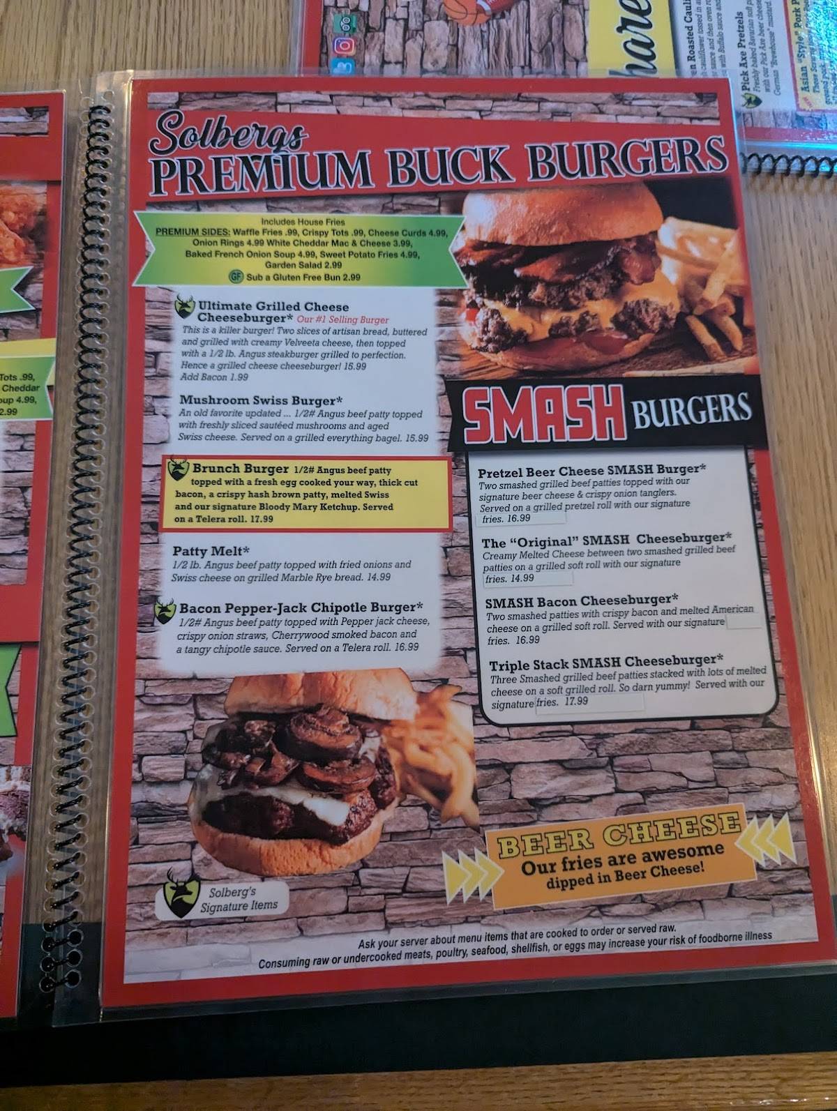 Menu at Solbergs Buck Inn Sports Bar & Grill, Escanaba