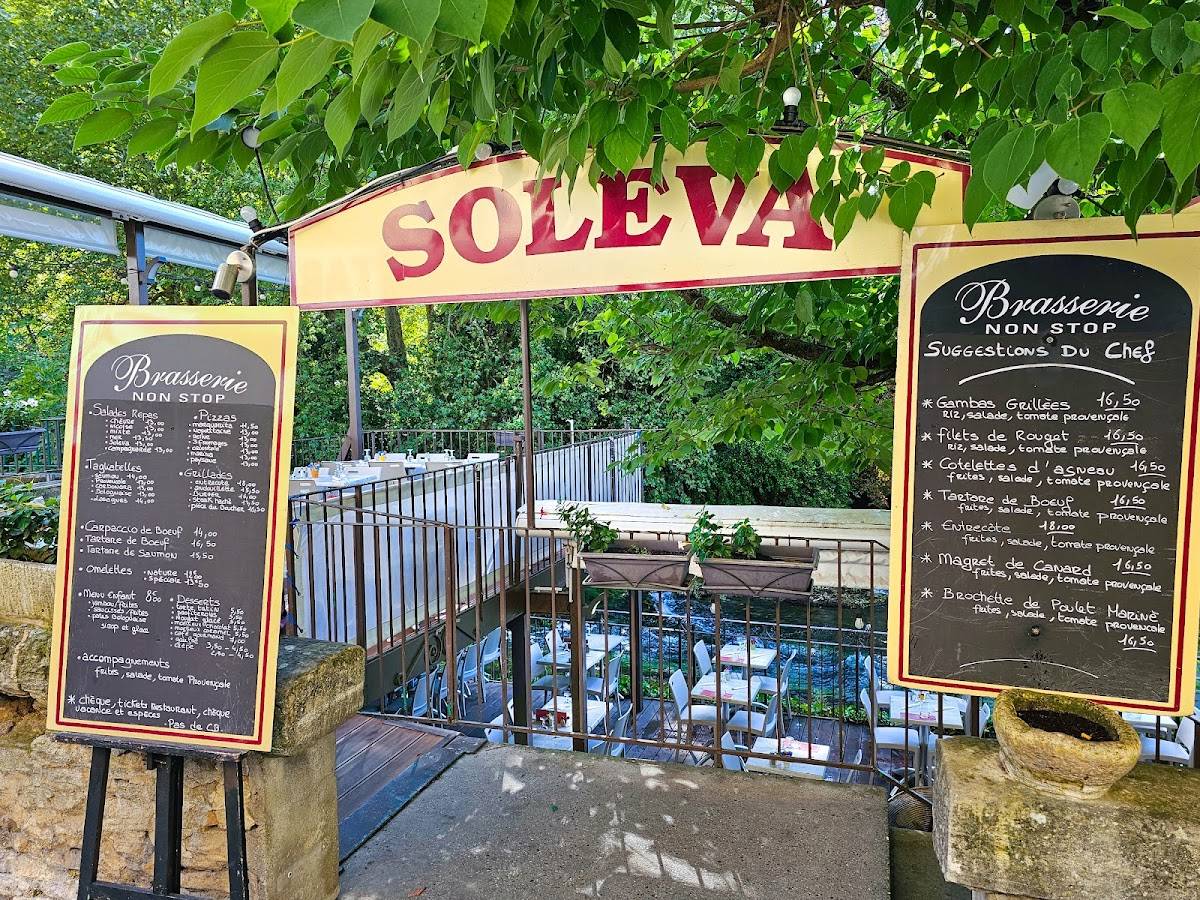 Menu au Soleva restaurant, Fontaine-de-Vaucluse