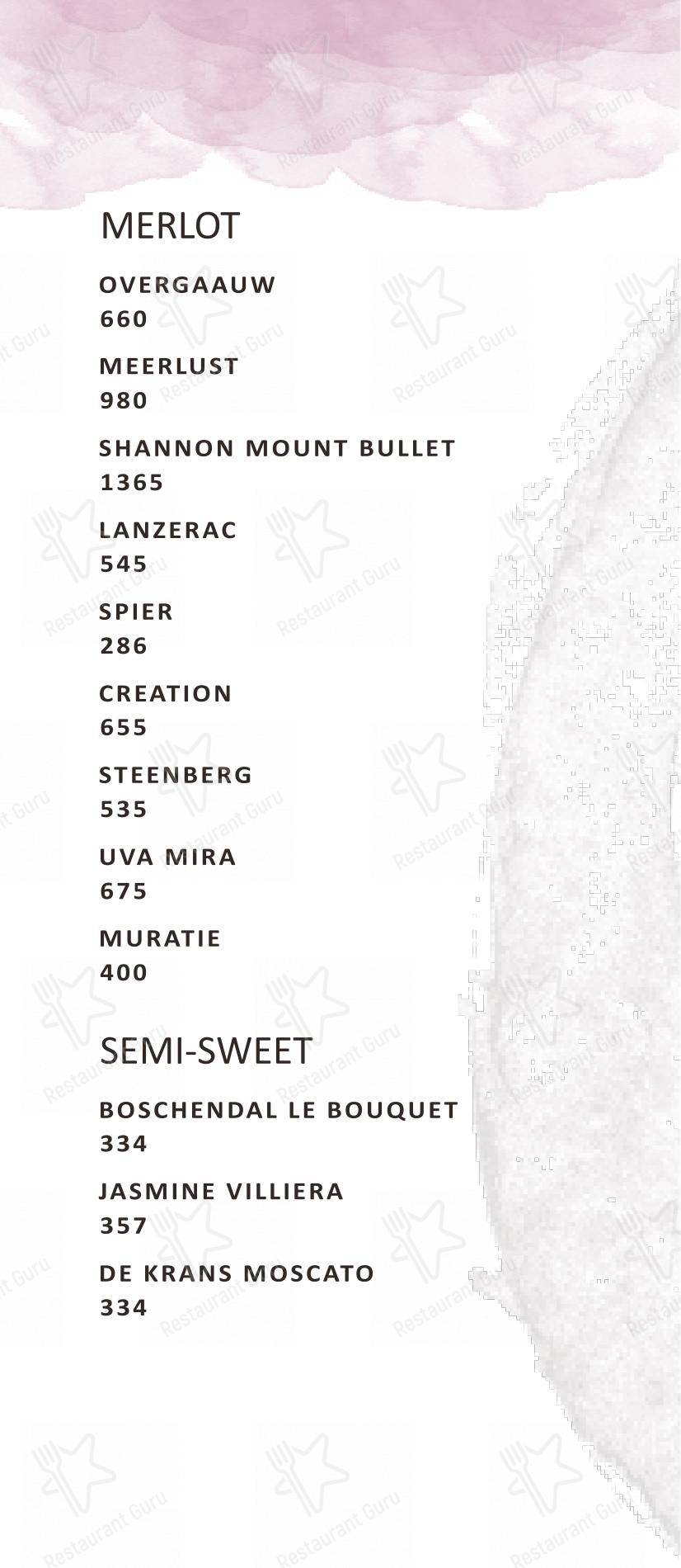 Menu at Solo Restaurant Sandton, Sandton