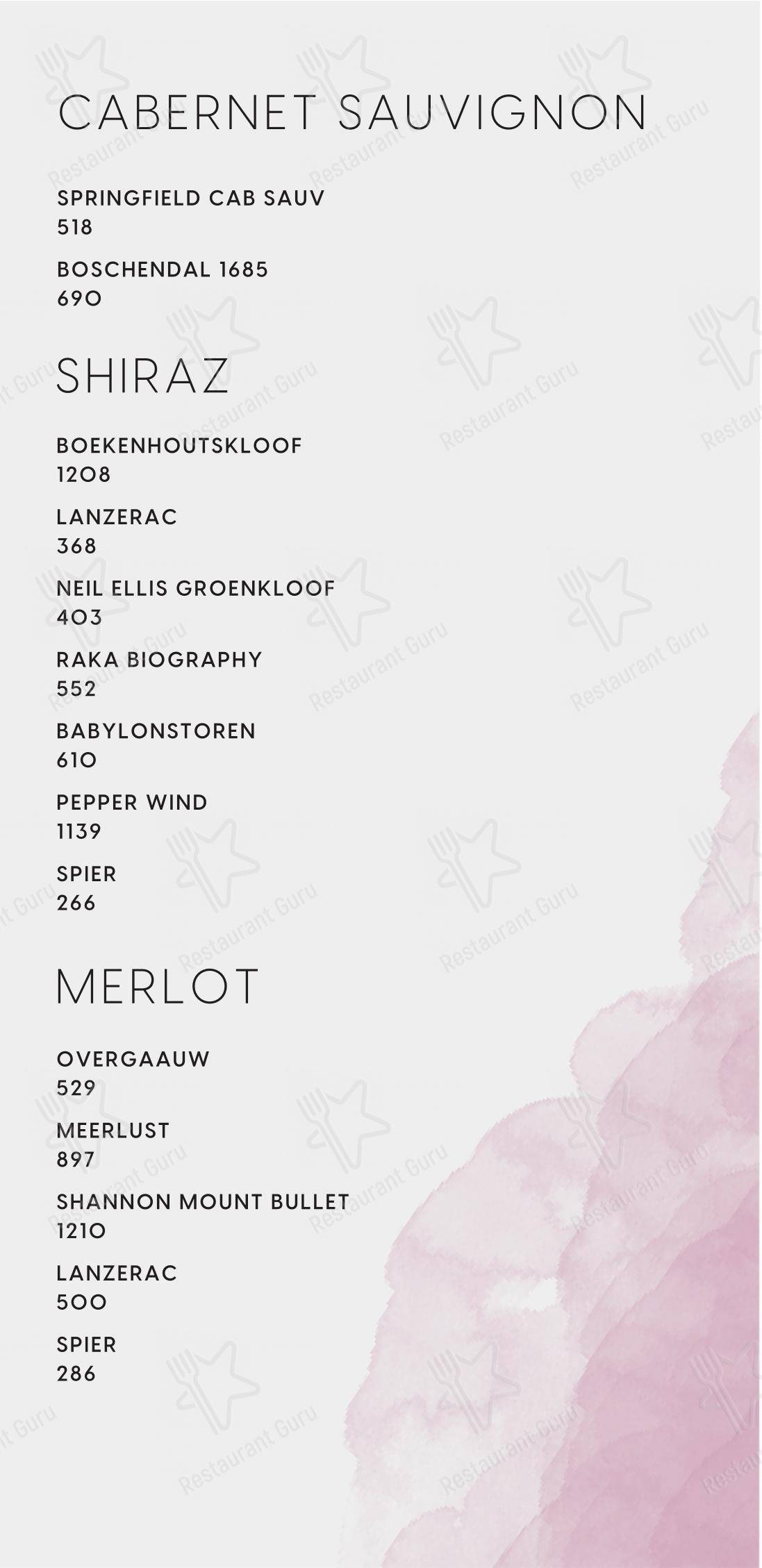 Menu at Solo Restaurant Sandton, Sandton