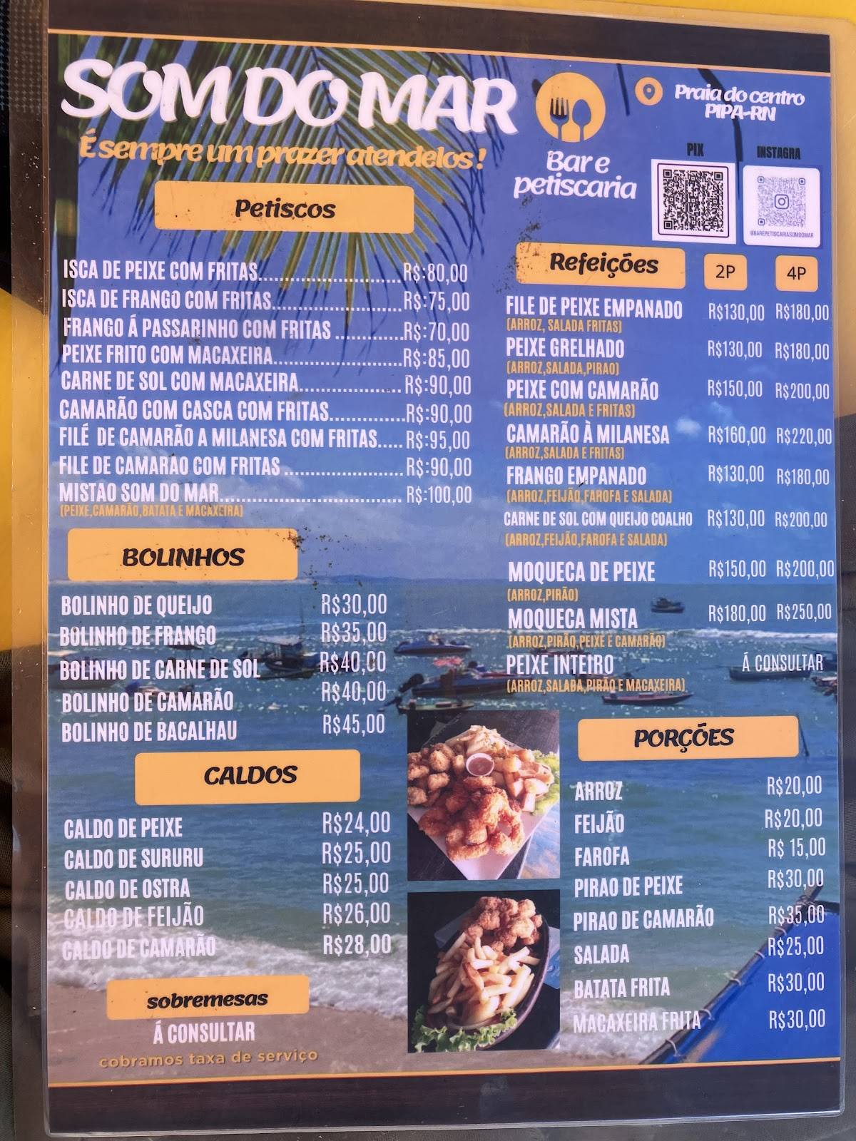 Menu em Som do mar bar e restaurante, Tibau do Sul