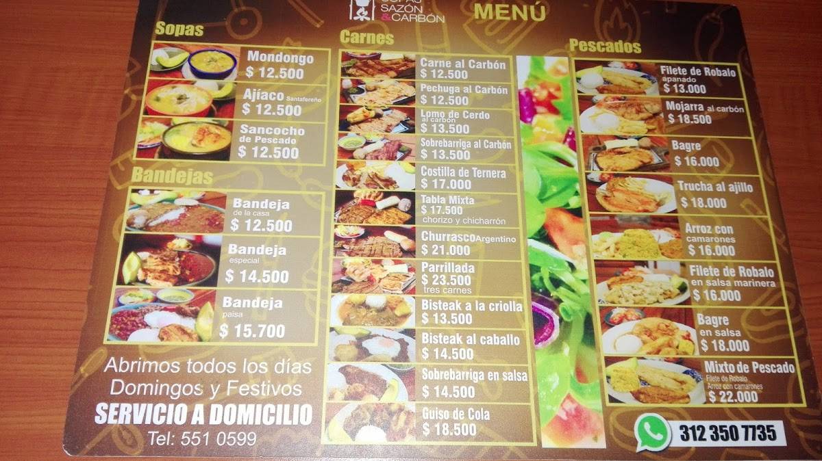 Carta del restaurante Sopas Sazón & Carbón, Bogotá, Cra. 38 #25 - 44