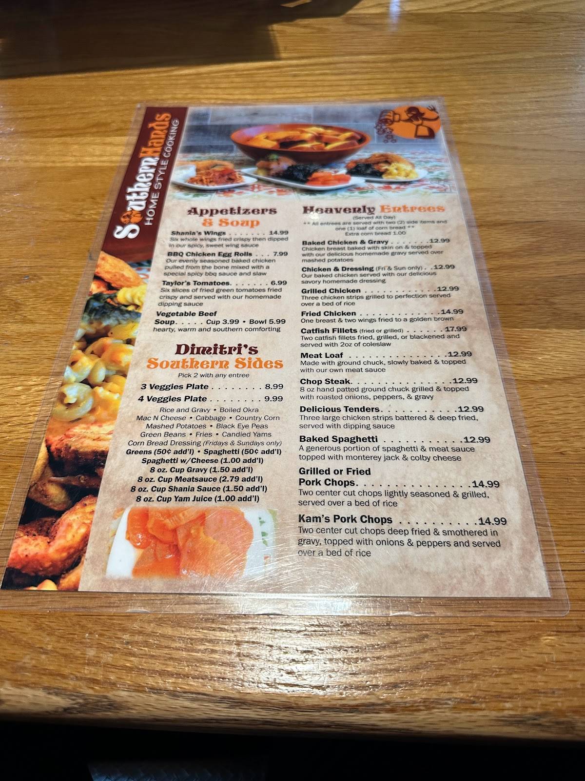 Menu at Southern Hands Homestyle Cooking restaurant, Memphis, 6025 ...