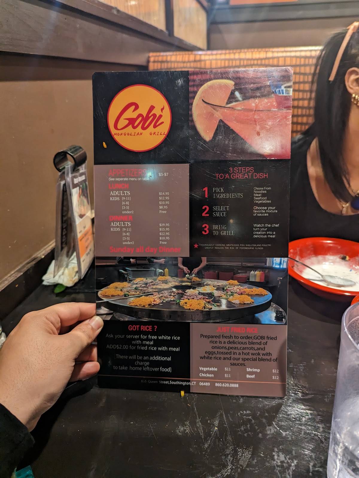 Menu at Gobi Mongolian Grill pub & bar, Southington