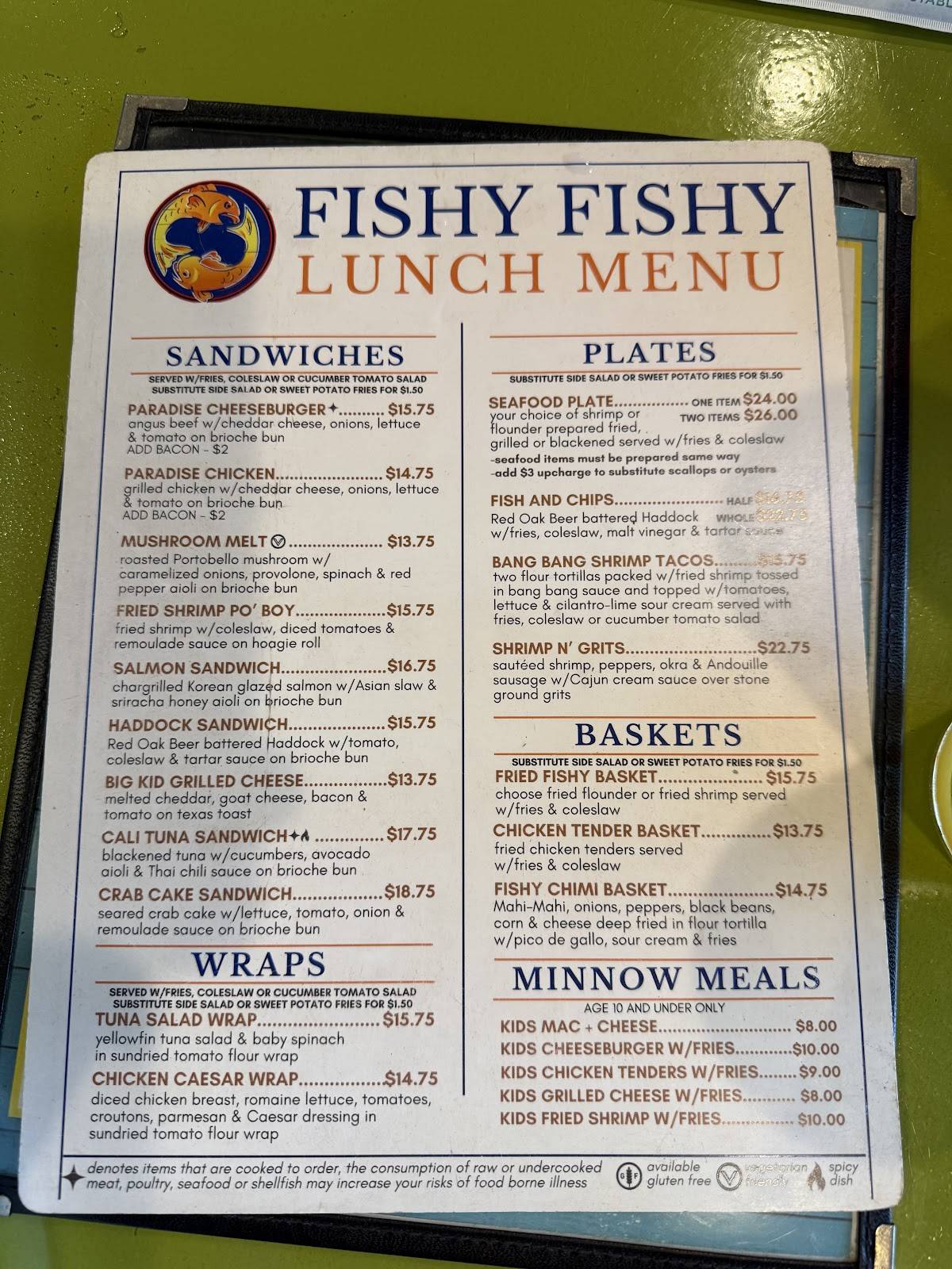 Menu at Fishy Fishy Cafe, Southport