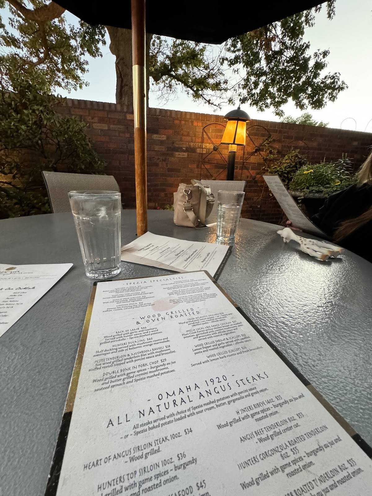 Menu at Spezia restaurant, Omaha