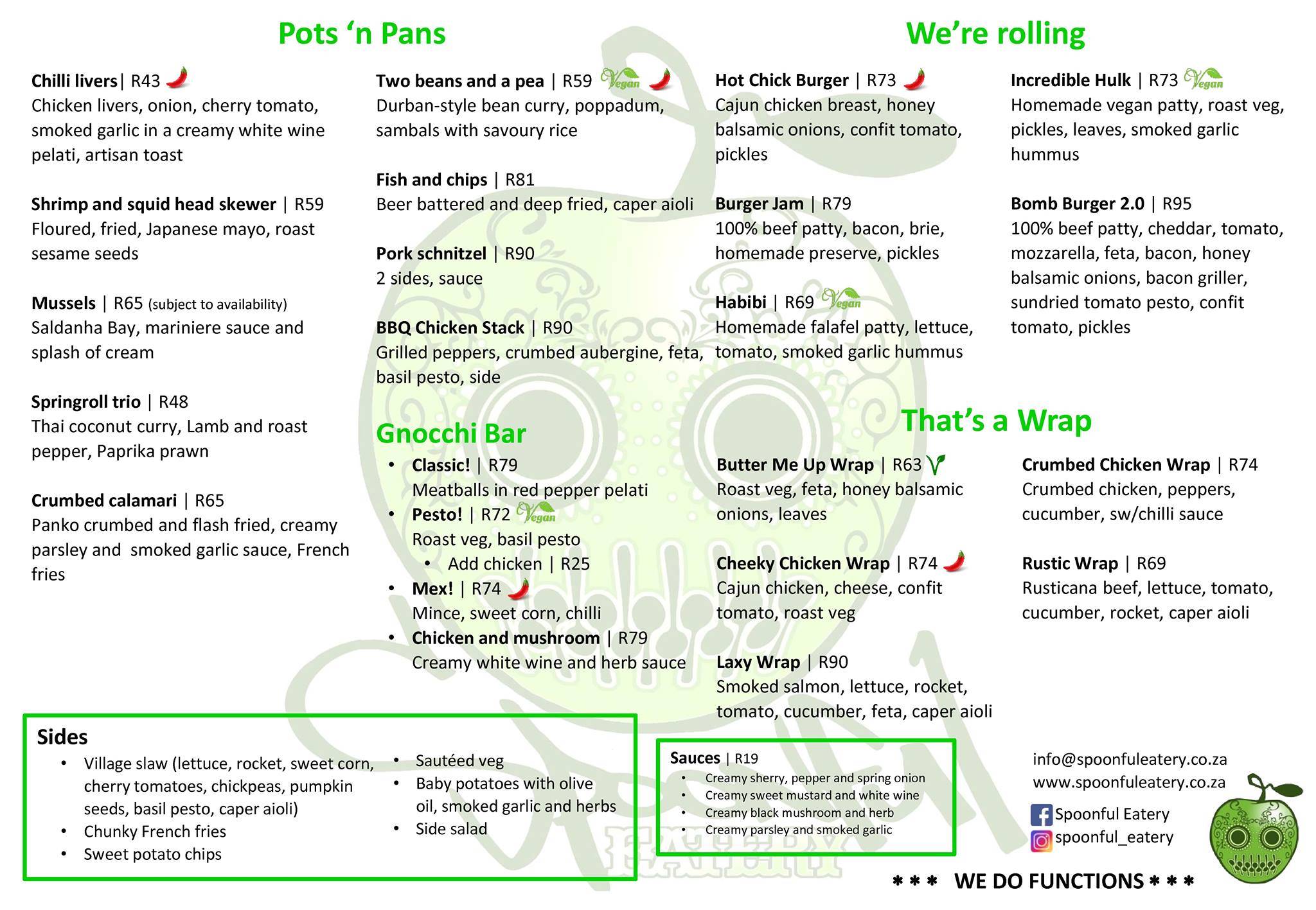 Carta del restaurante Spoonful Eatery, Durban, 113 Brand Rd