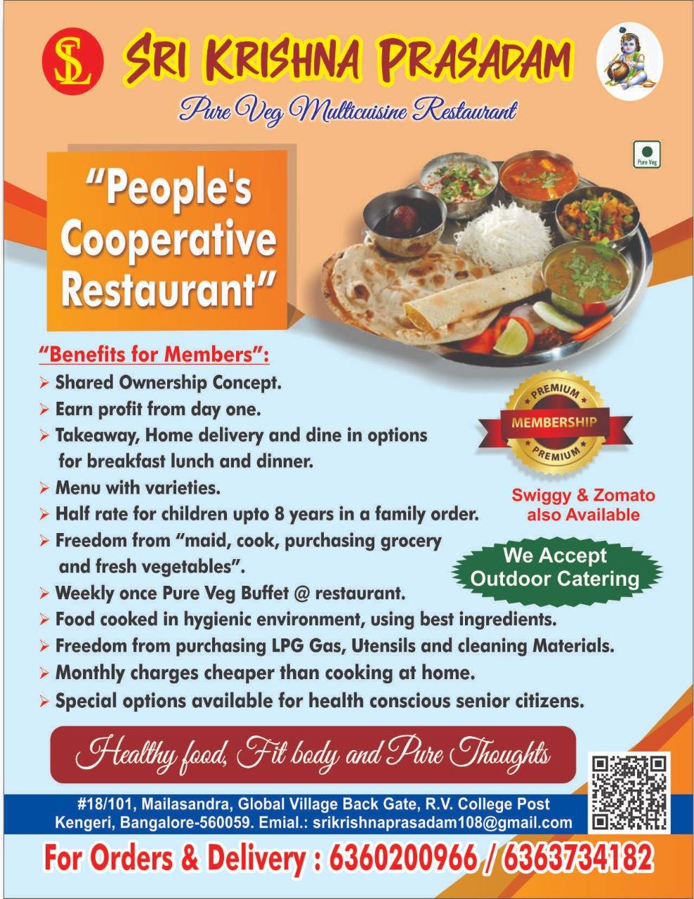 Menu at Sri Krishna Prasadam Pure Veg Multicuisine Restaurant, Bengaluru