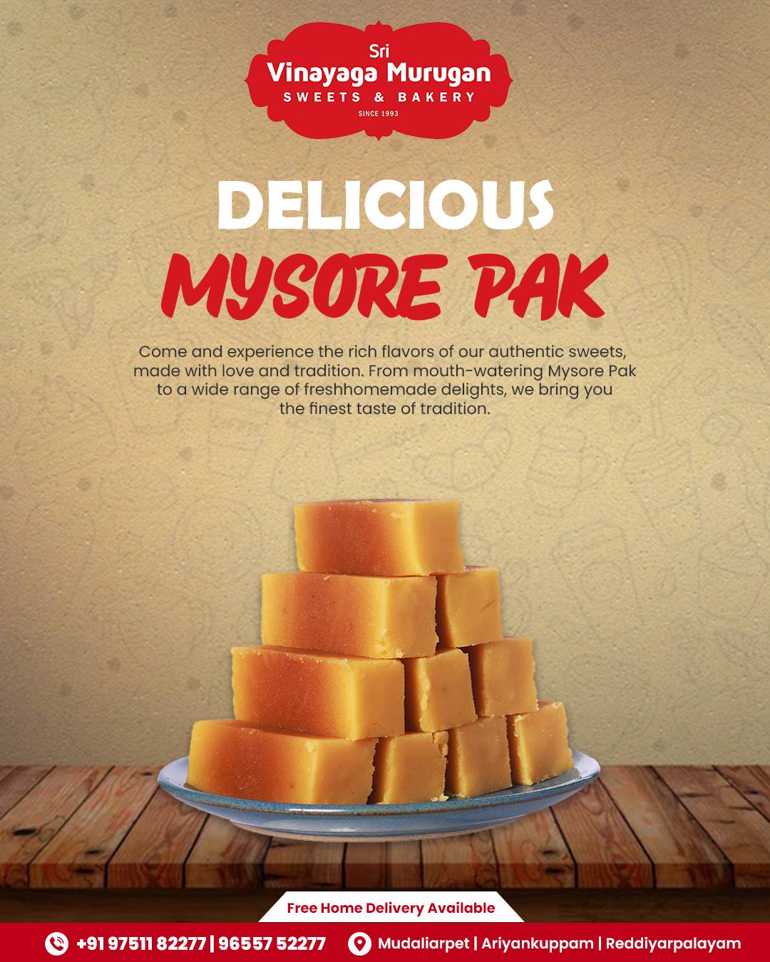 Menu at Sri Vinayaga Murugan Best Sweets and bakery - Mudaliarpet ...