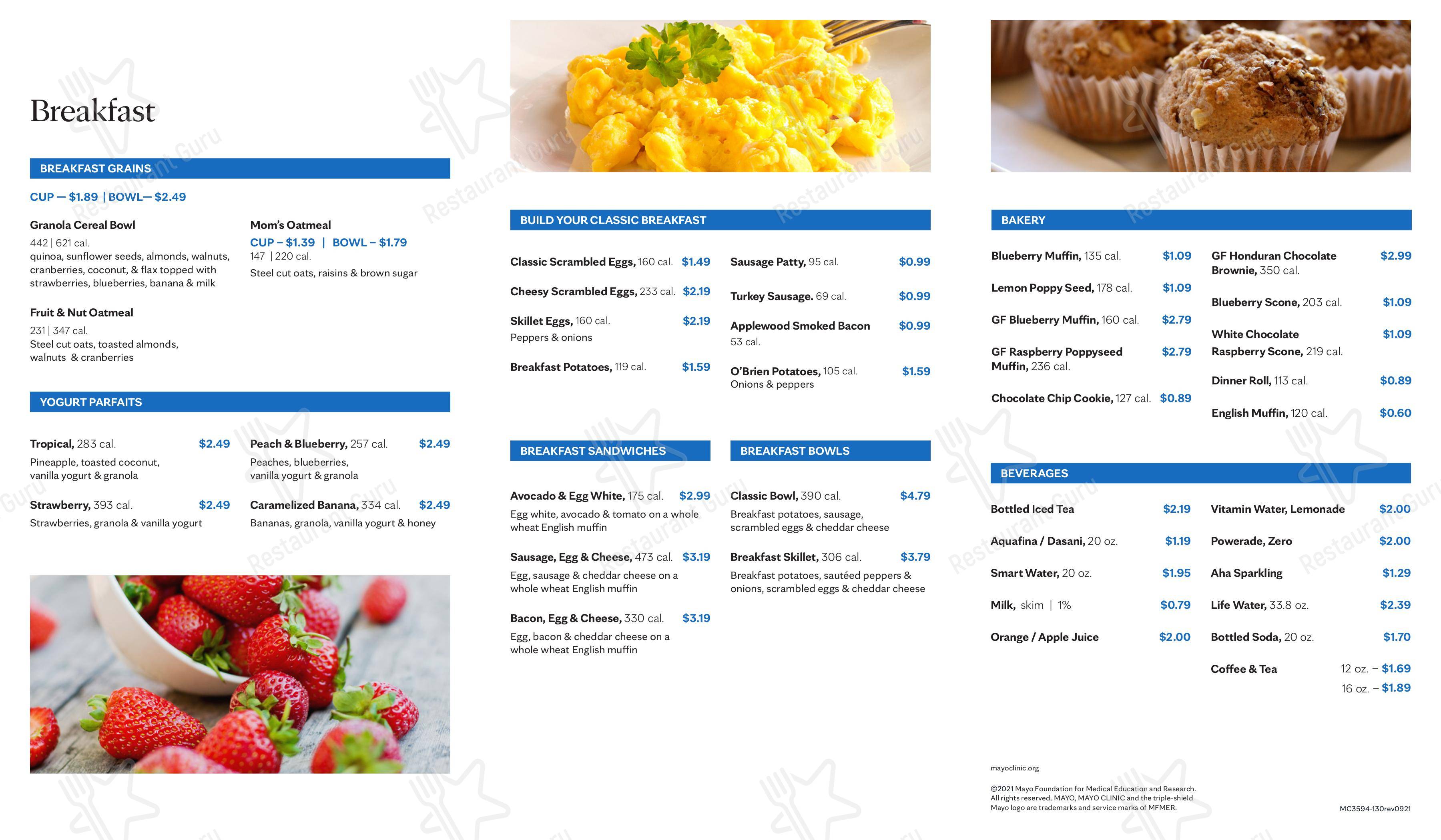 Menu at St. Mary's Hospital: Cafeteria, Rochester