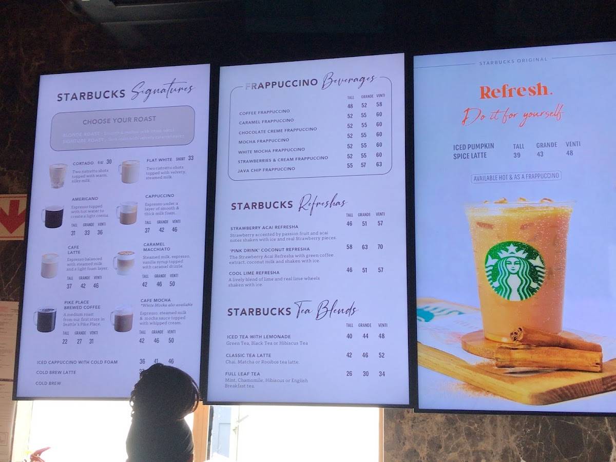 Menu at Starbucks Florida Road cafe, Berea, 233 Florida Rd