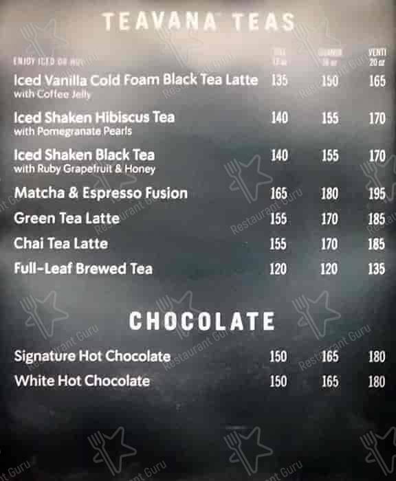 Menu at Starbucks Katipunan cafe, Quezon City, 115 Katipunan Ave. Ccorner