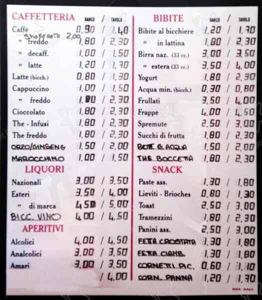 Speisekarte von Stardust Caffe cafe, ROM