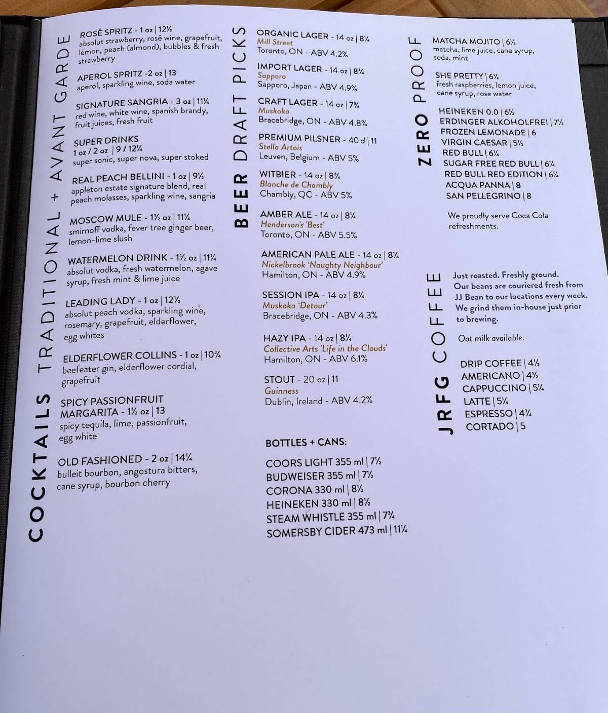 Menu at JOEY Don Mills steakhouse, Toronto, 75 O'Neill Rd