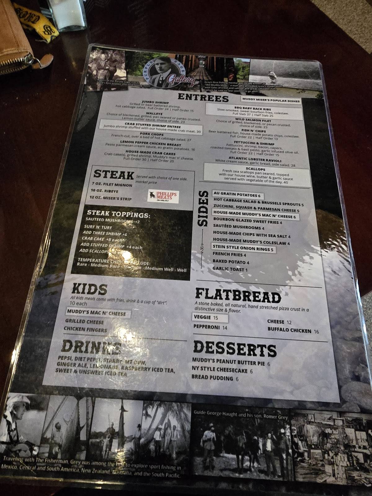 Menu at Muddy Misers Restaurant, Zanesville