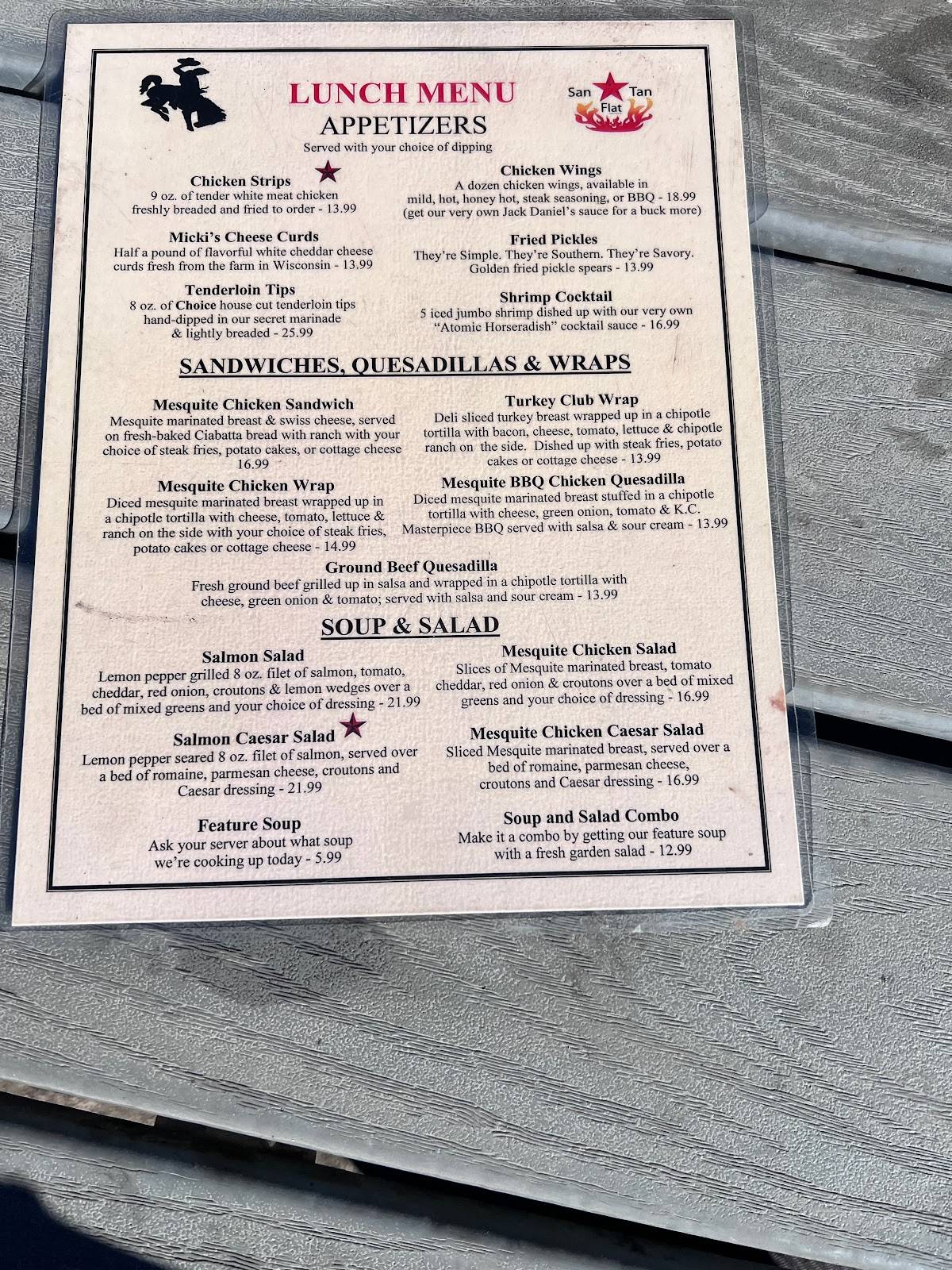 Menu at San Tan Flat pub & bar, Queen Creek