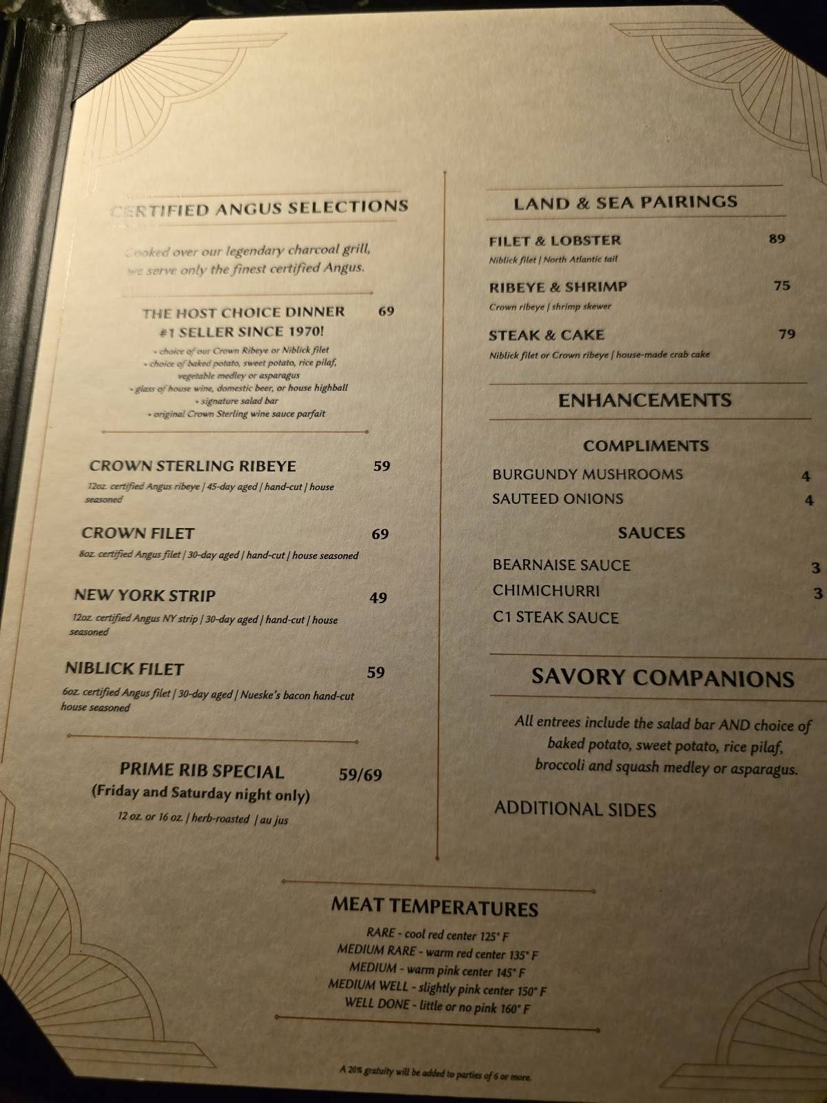 Menu at The Crown's Ember pub & bar, Lynchburg