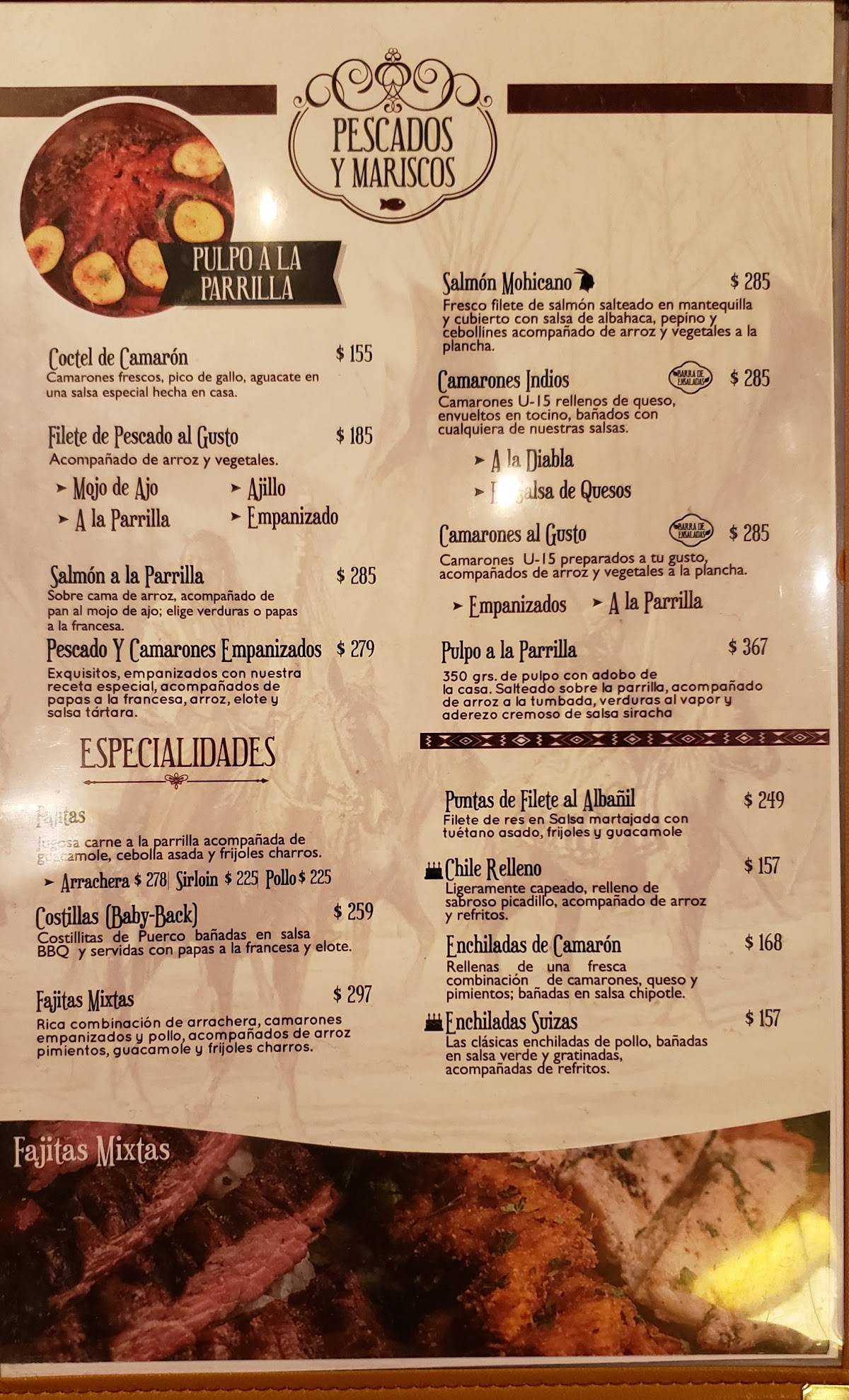 Carta de Tierra Santa Restaurante, Monclova, Washington 33-A