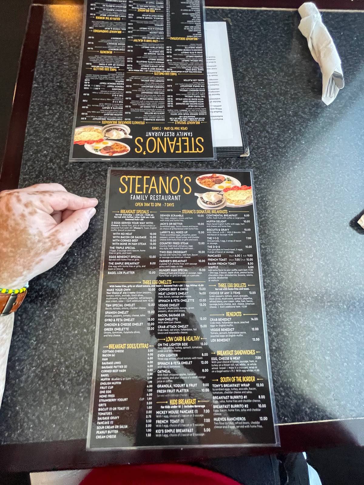 Menu at Stefano's Family Restaurant, Englewood
