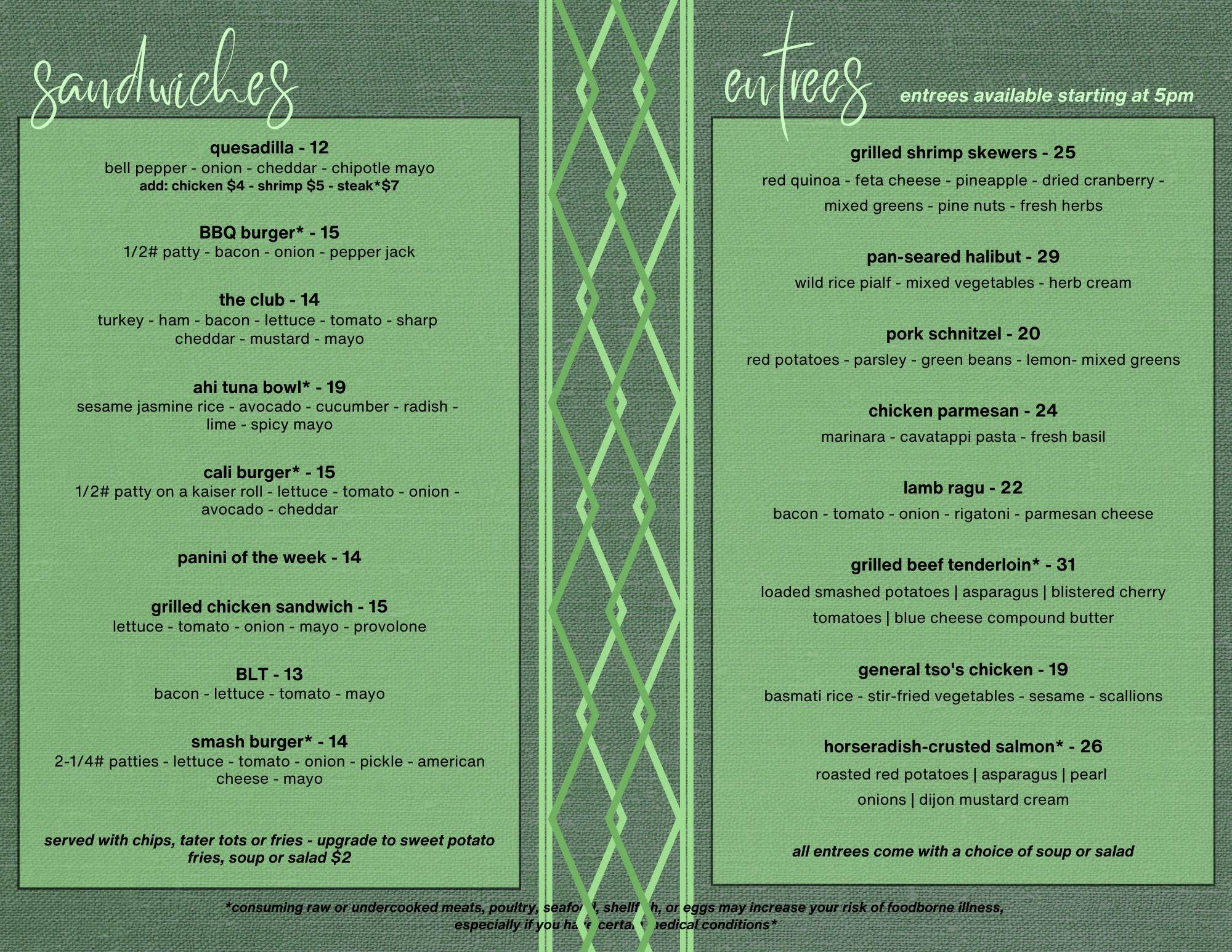 Menu at Stevens Point Country Club, Stevens Point