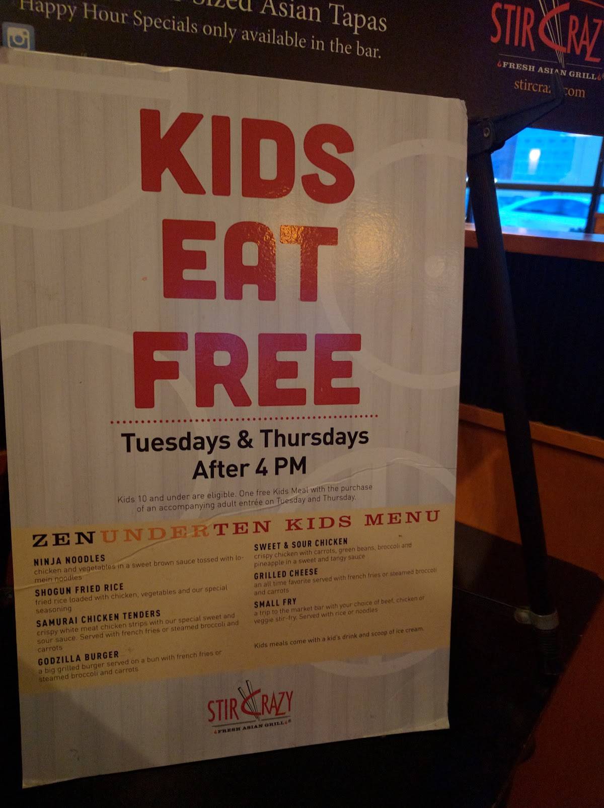 Menu at Stir Crazy Fresh Asian Grill restaurant, Lyndhurst