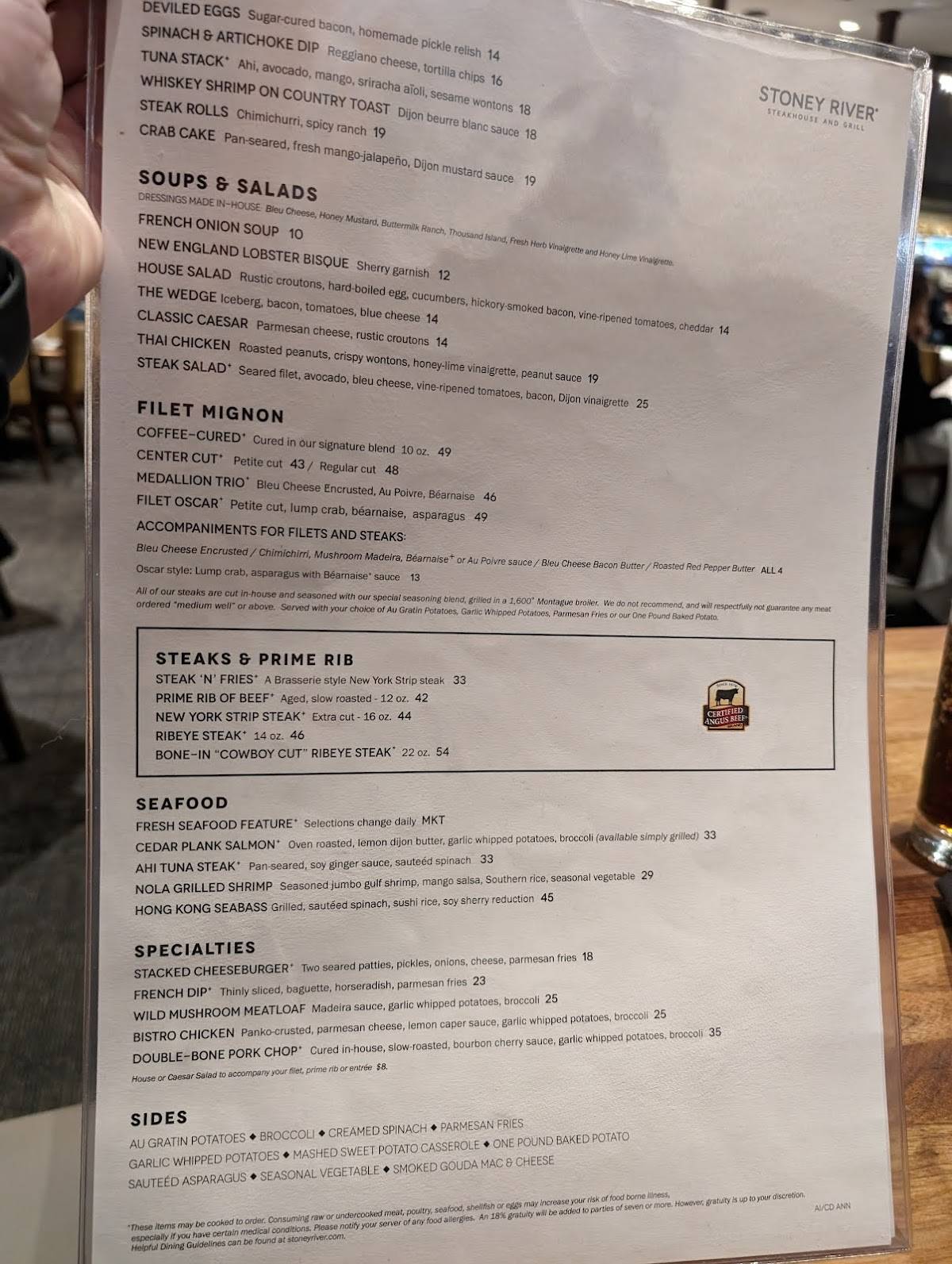 Menu at Stoney River Steakhouse and Grill, Annapolis