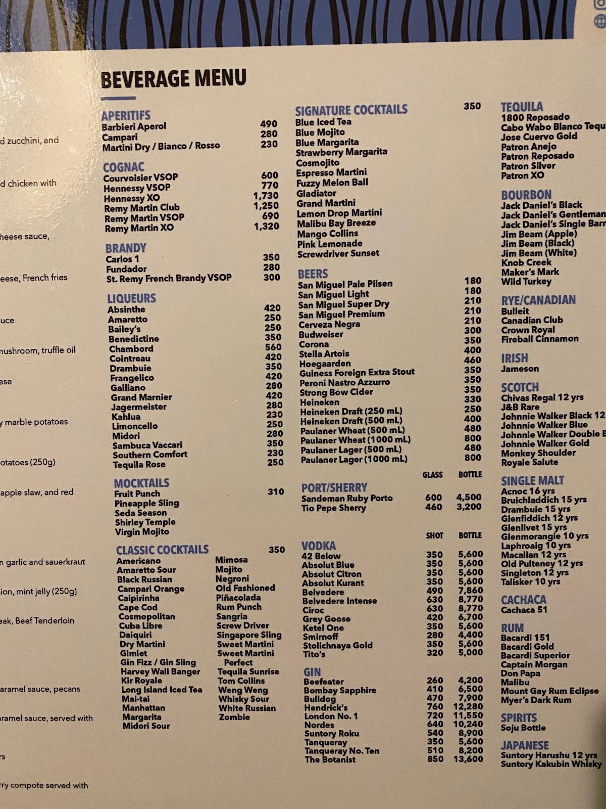 Menu at Straight Up Bar at Seda BGC, Taguig, Seda Hotel Rooftop