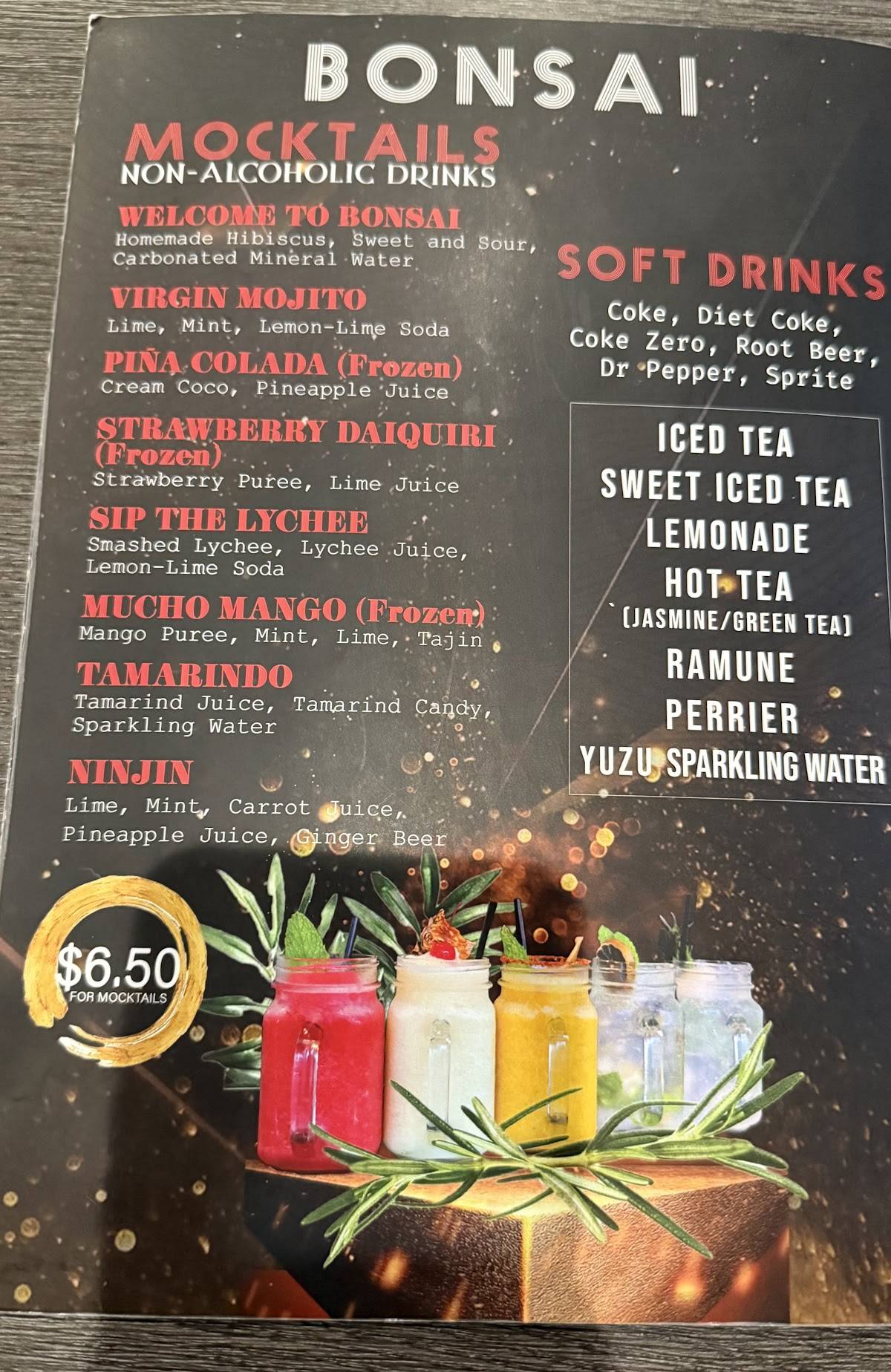 Menu at Bonsai Hibachi and Sushi restaurant, Sugar Land