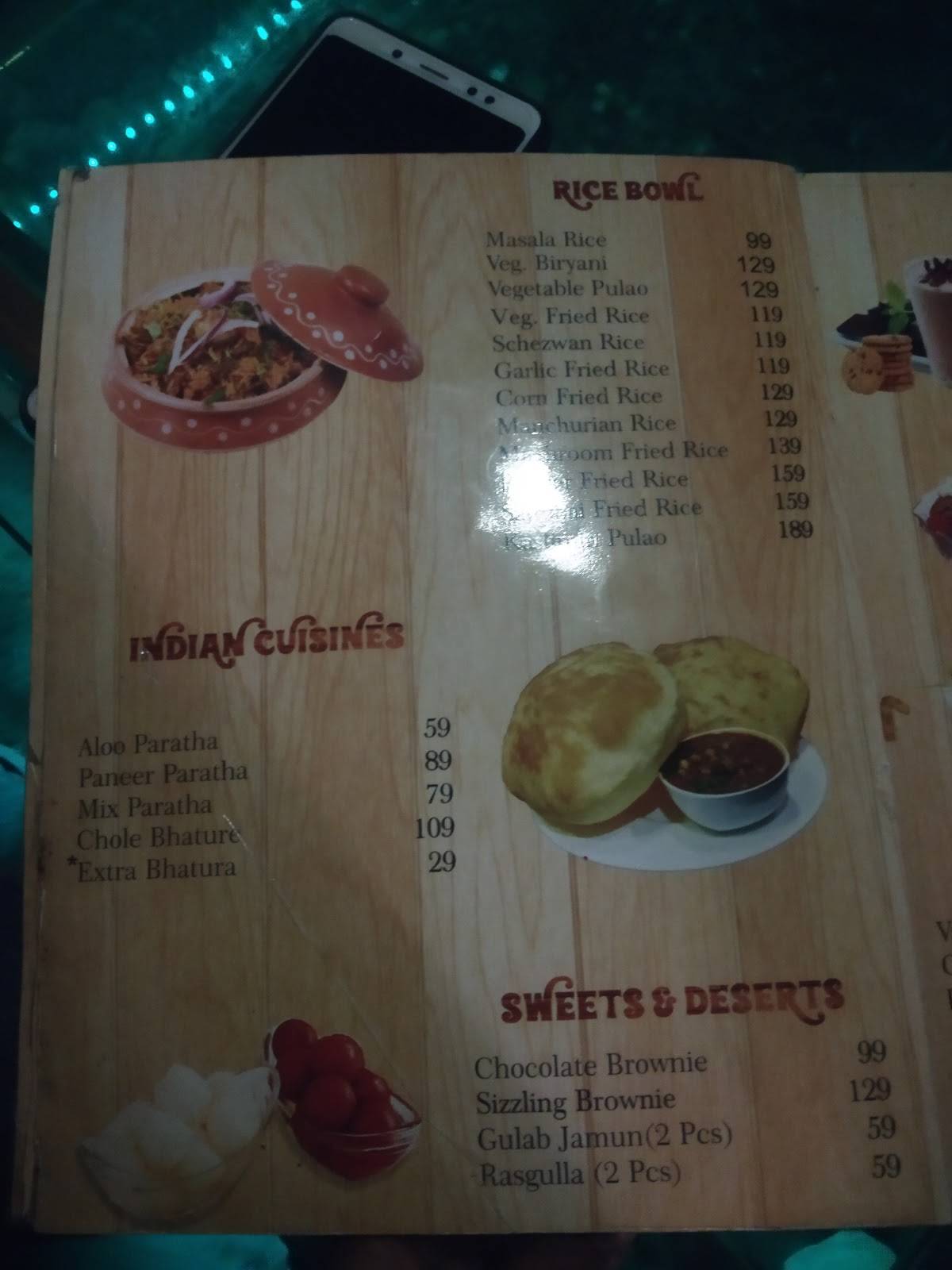 Menu at Sukoon Cafe, Bhopal