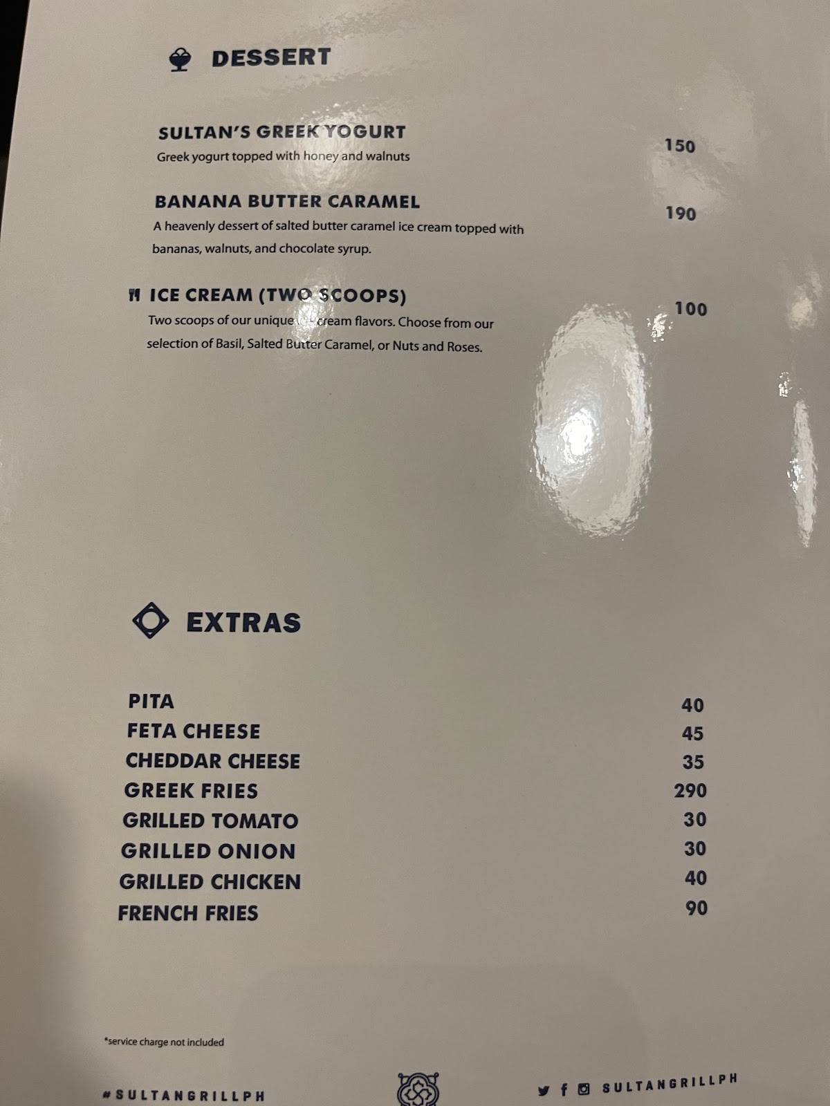 Menu at Sultan Mediterranean Grill restaurant, Makati, UG9 Valero Plaza ...
