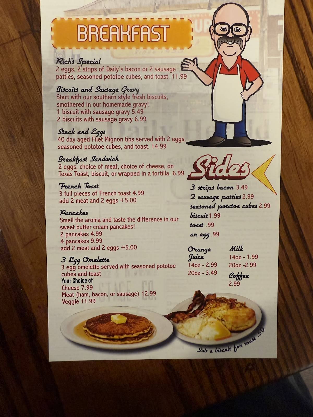 Menu at Sundance Cafe, Normandy