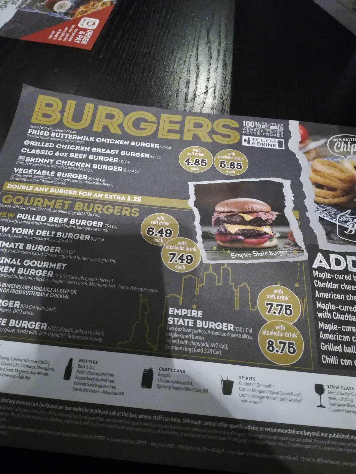 Menu at The Cooper Rose - JD Wetherspoon pub & bar, Sunderland