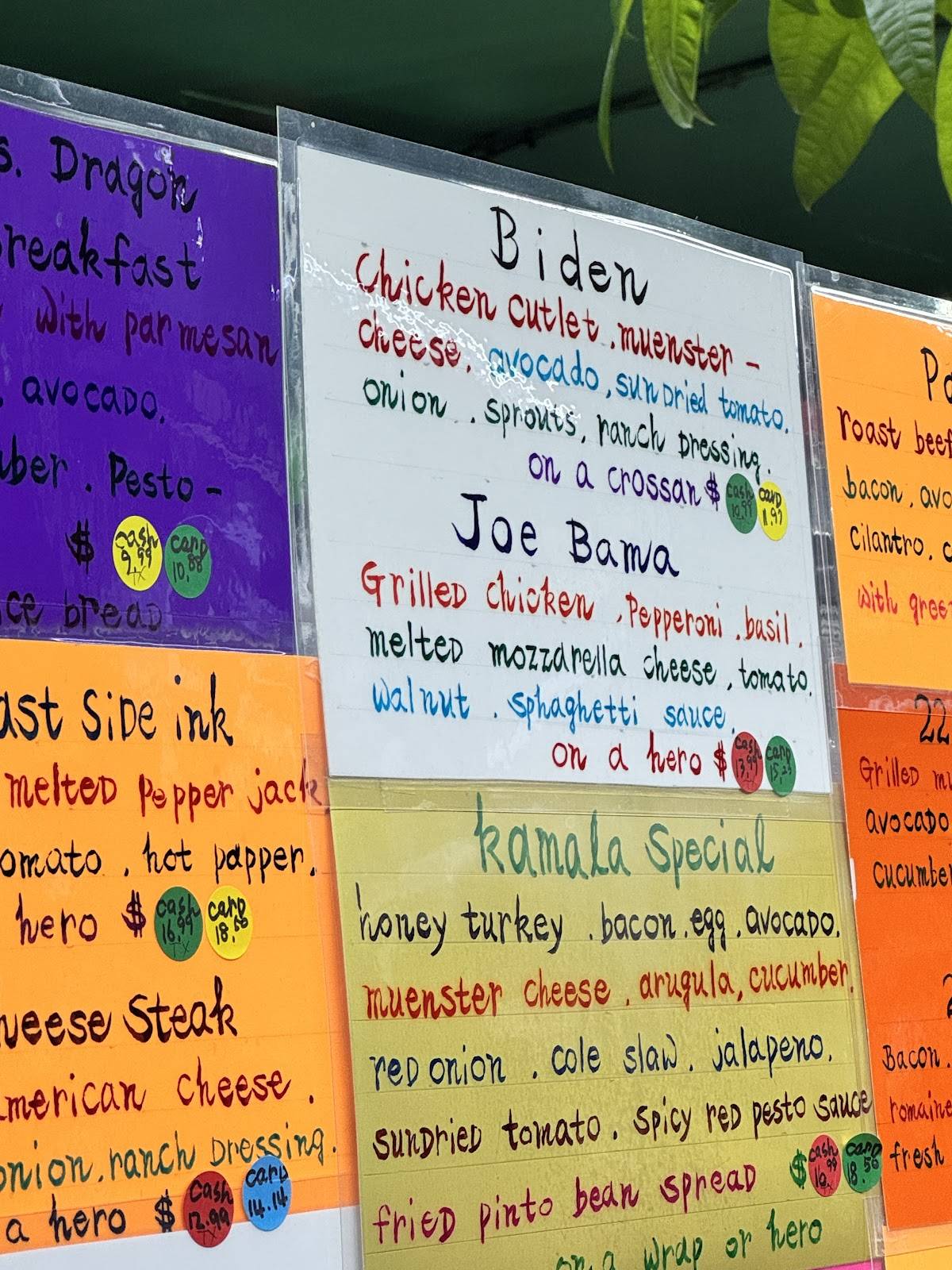 Menu at Sunny & Annie's Deli restaurant, New York City