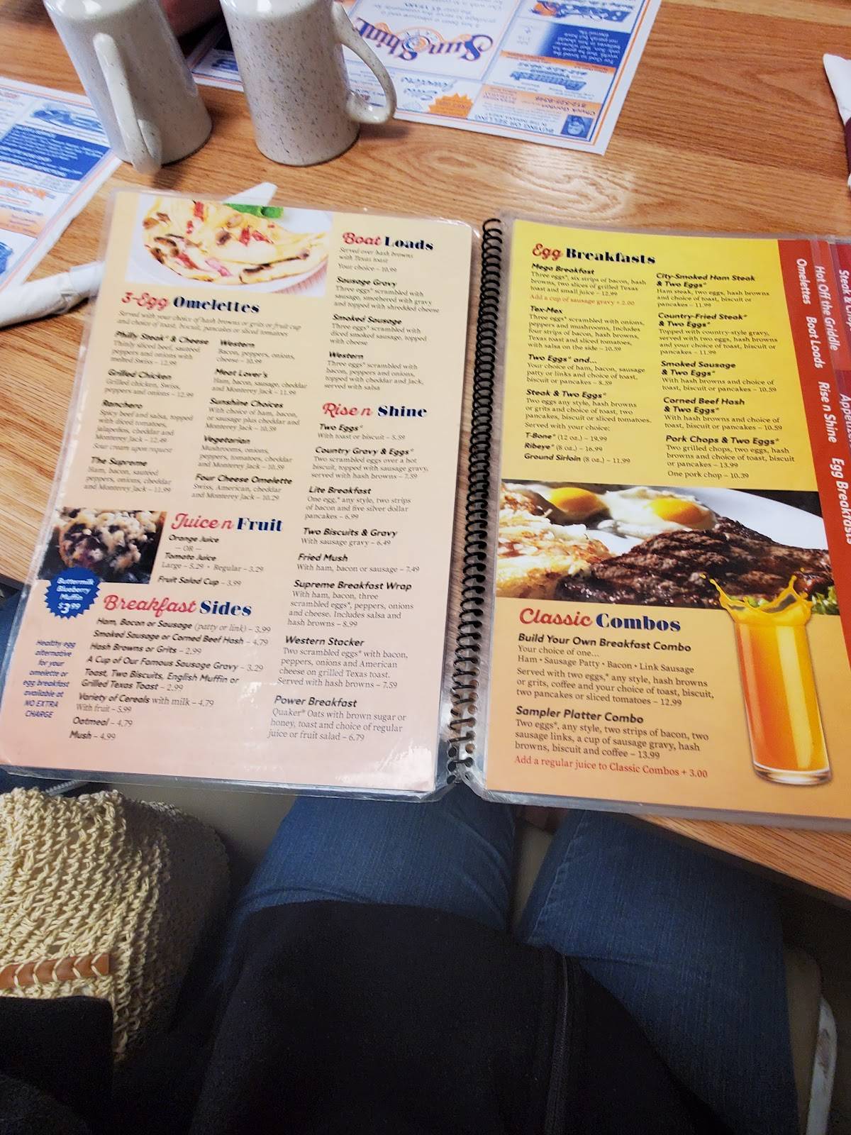 Menu at Sunshine Café restaurant, Seymour