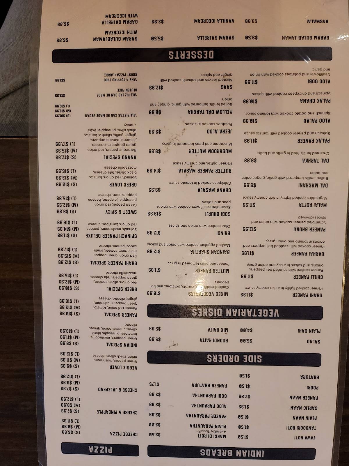Menu at Anand Pizza & Sweet Shop Ltd restaurant, Surrey, 72 Ave
