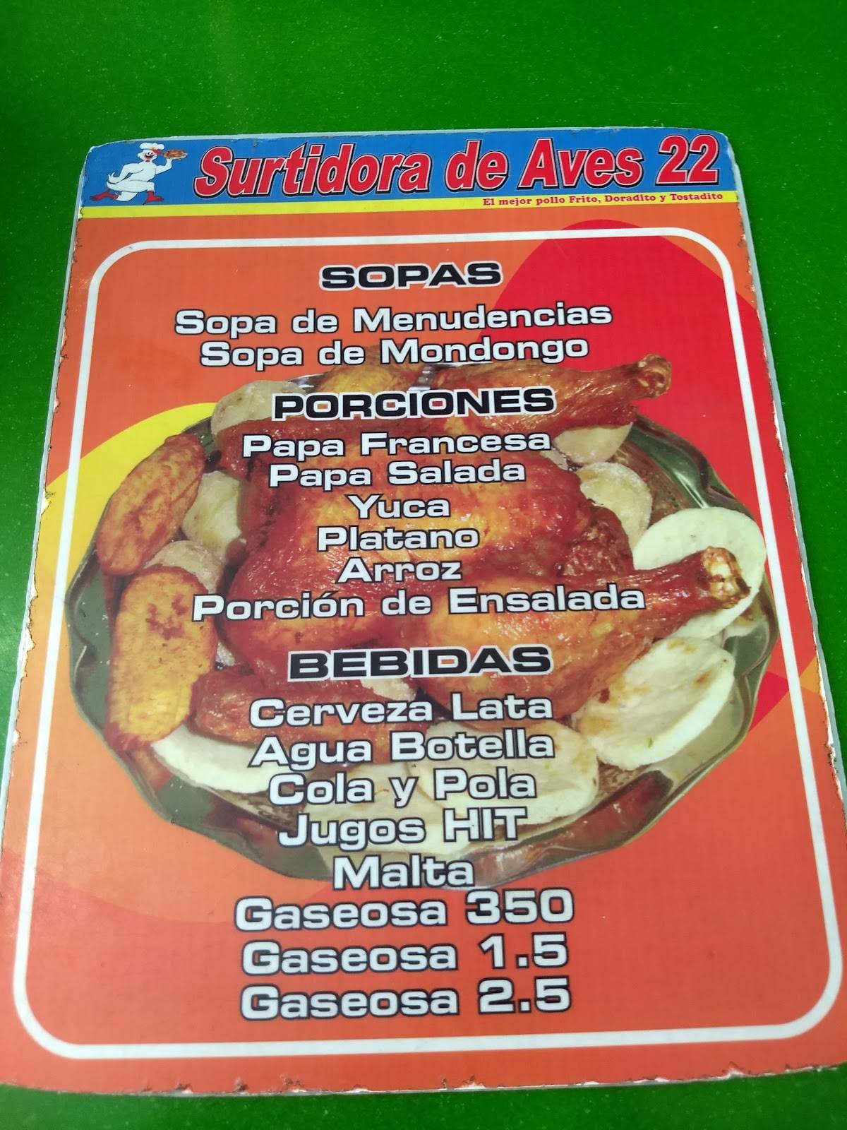 Carta del restaurante Surtidora del aves la 22 JR, Bogotá, Cl. 2 #53 g 24