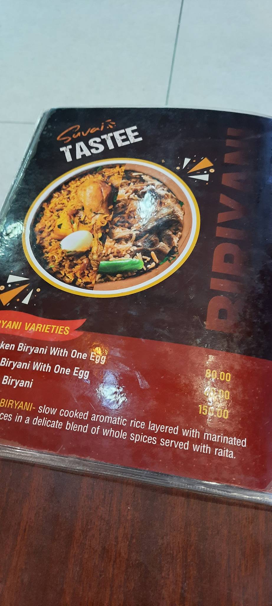 Menu at Suvai Biriyani - Family Restaurant, Tiruchirappalli
