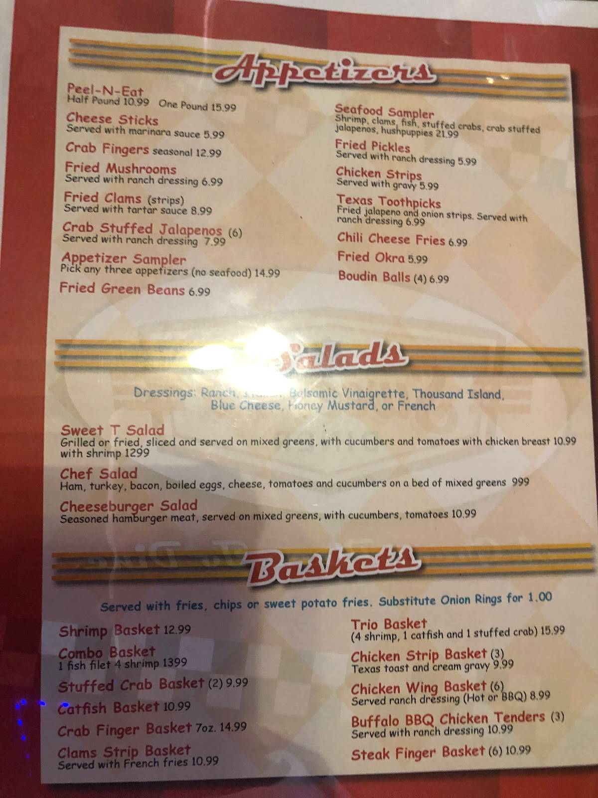 Menu at Sweet T's Diner restaurant, Freeport