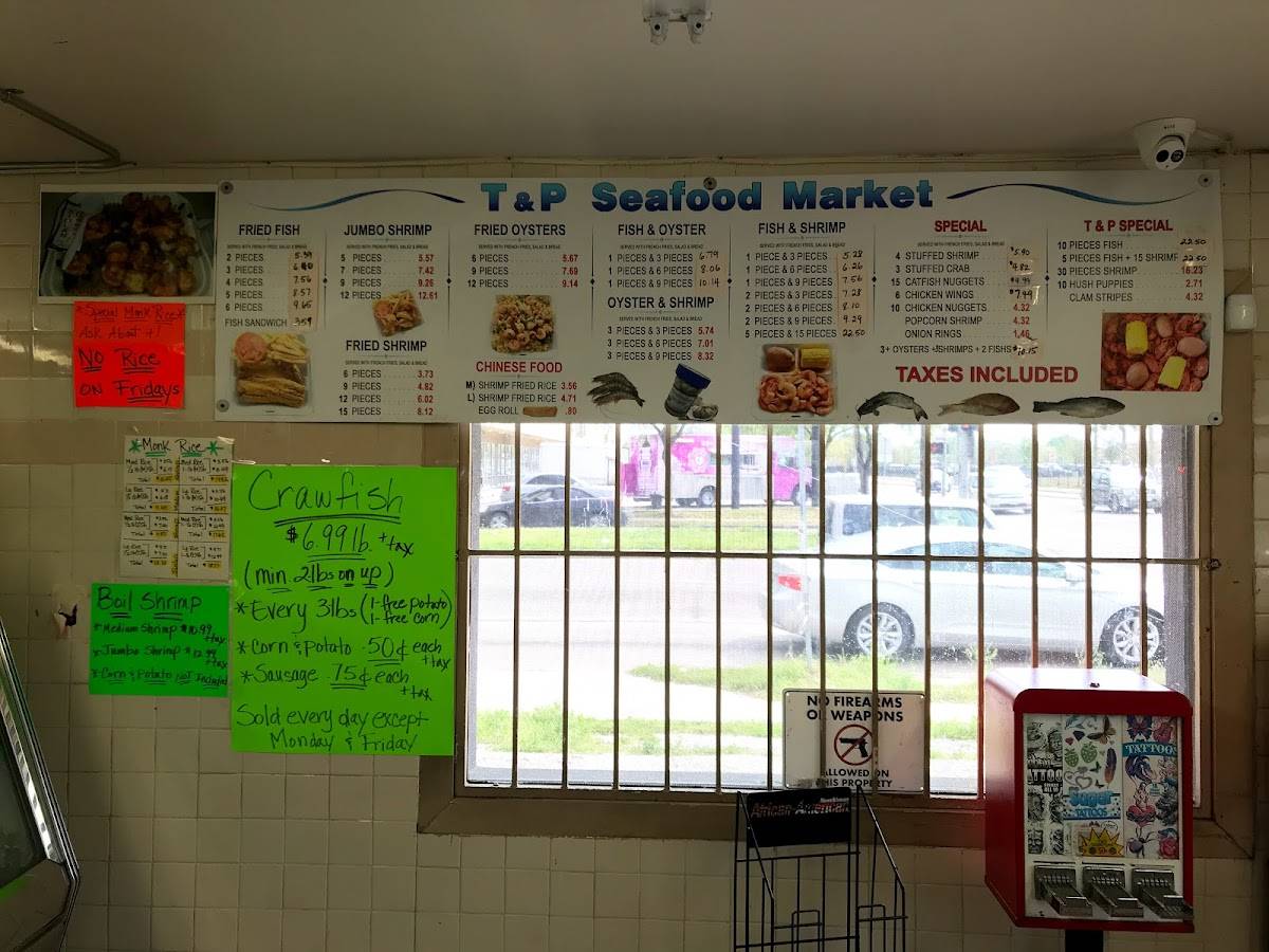 Menu at T.P. Seafood restaurant, Houston