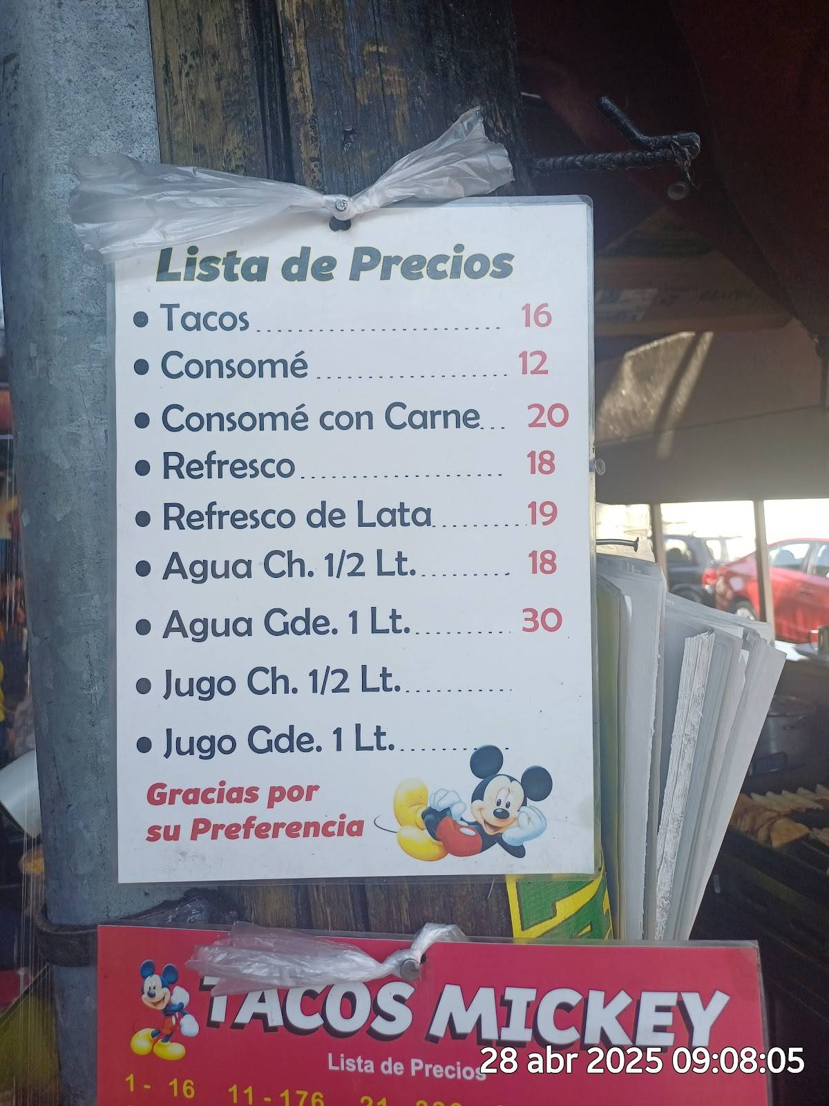 Carta de TACOS DE BARBACOA MICKEY, San Pedro Tlaquepaque