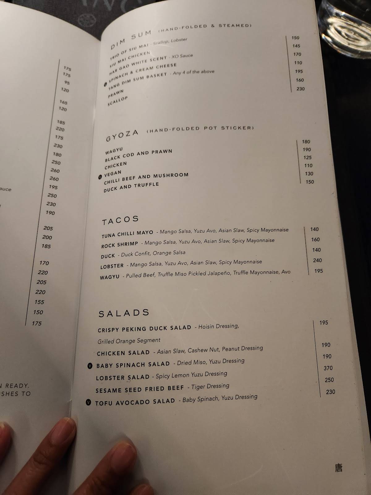 Menu at TANG Asian Luxury Restaurant & Bar, Sandton
